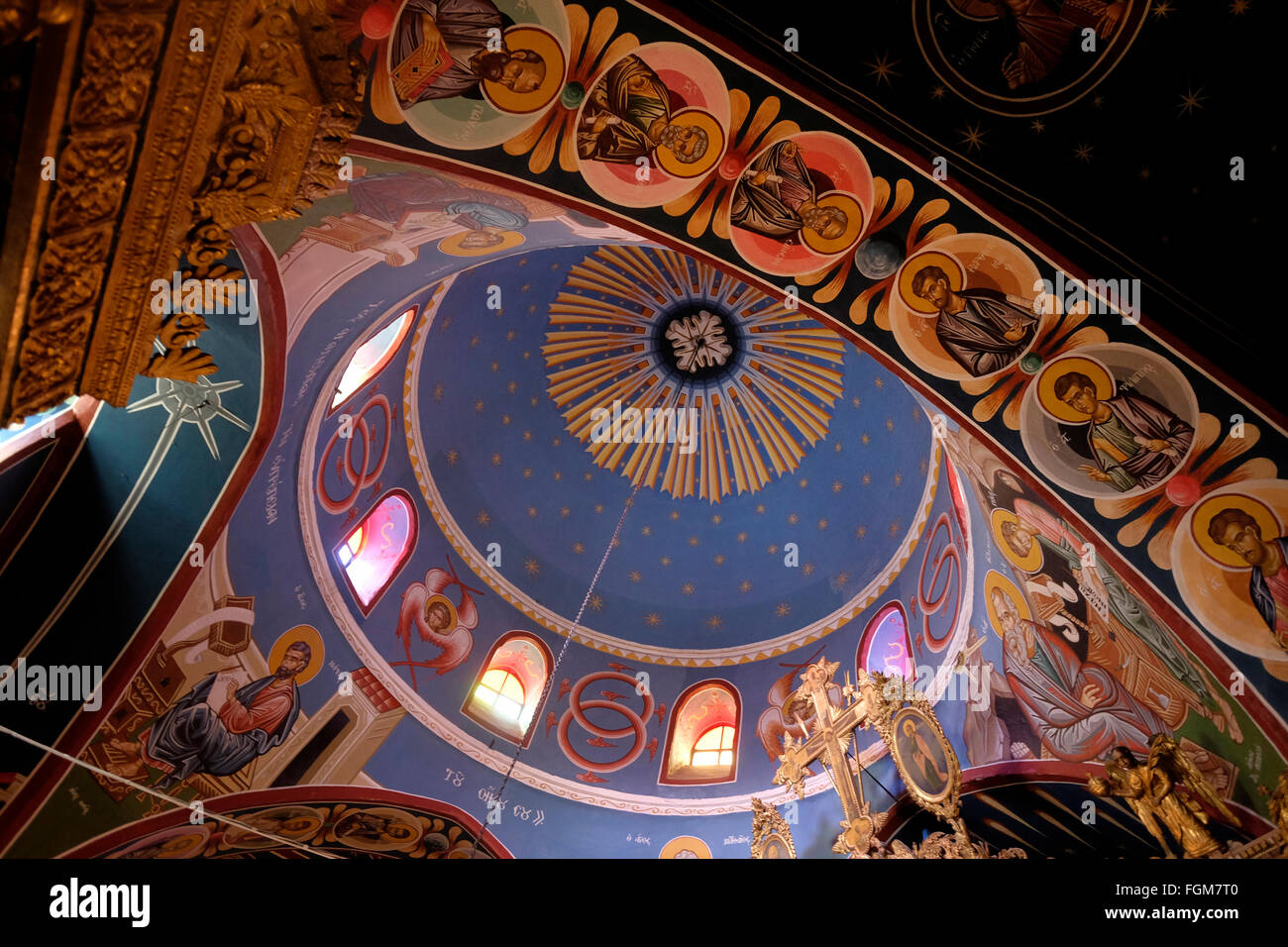 Decorated ceiling of the Greek Orthodox Church and Monastery of Saint ...