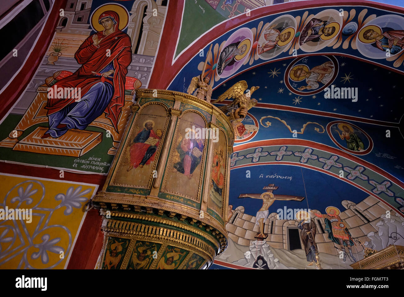 Decorated ceiling of the Greek Orthodox Church and Monastery of Saint ...