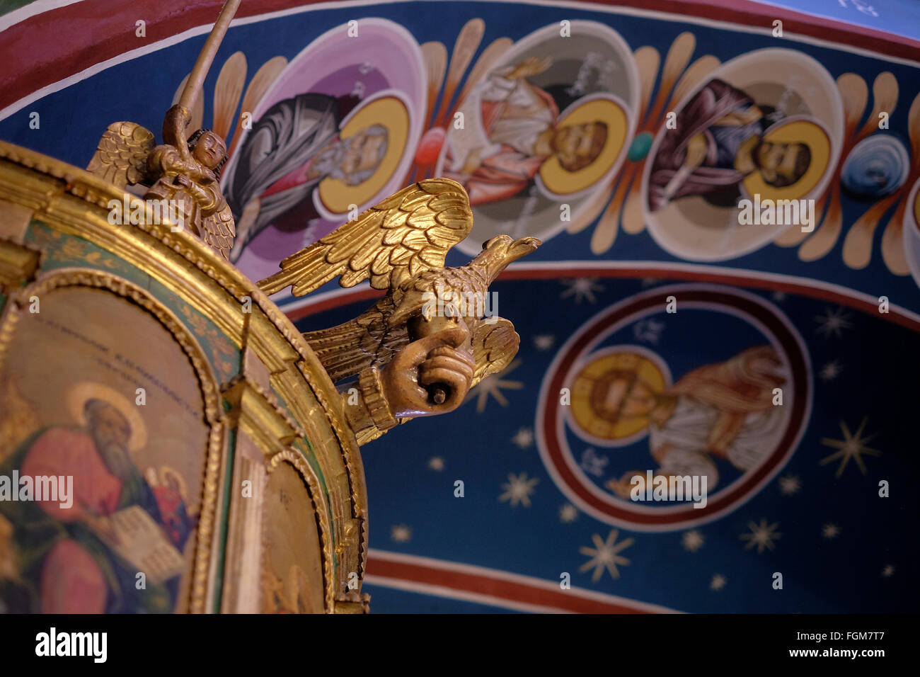 Decorated ceiling of the Greek Orthodox Church and Monastery of Saint ...