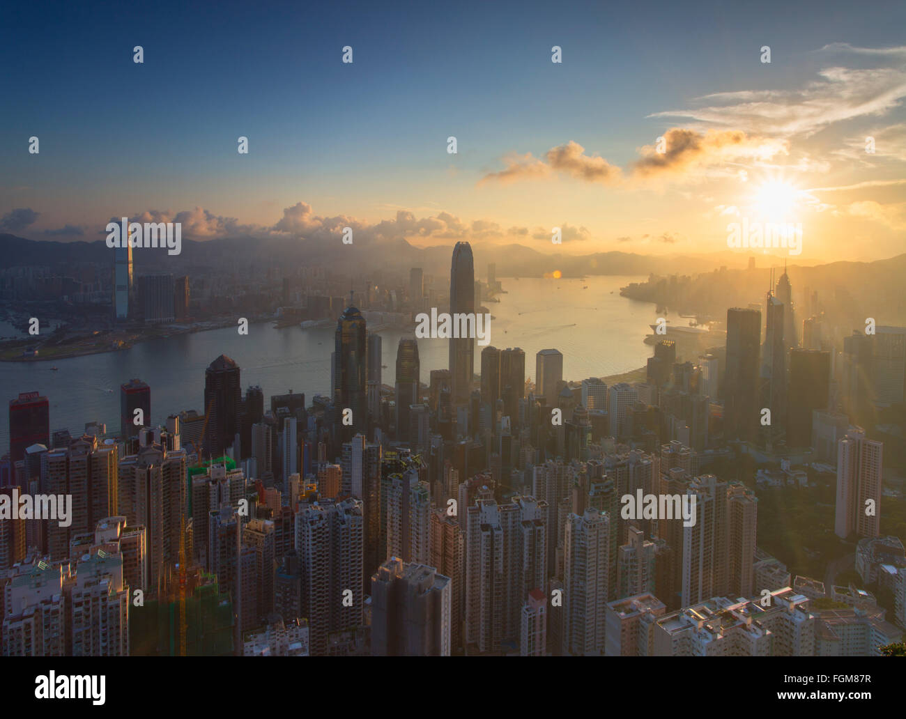 View of Hong Kong Island skyline at dawn, Hong Kong, China Stock Photo ...