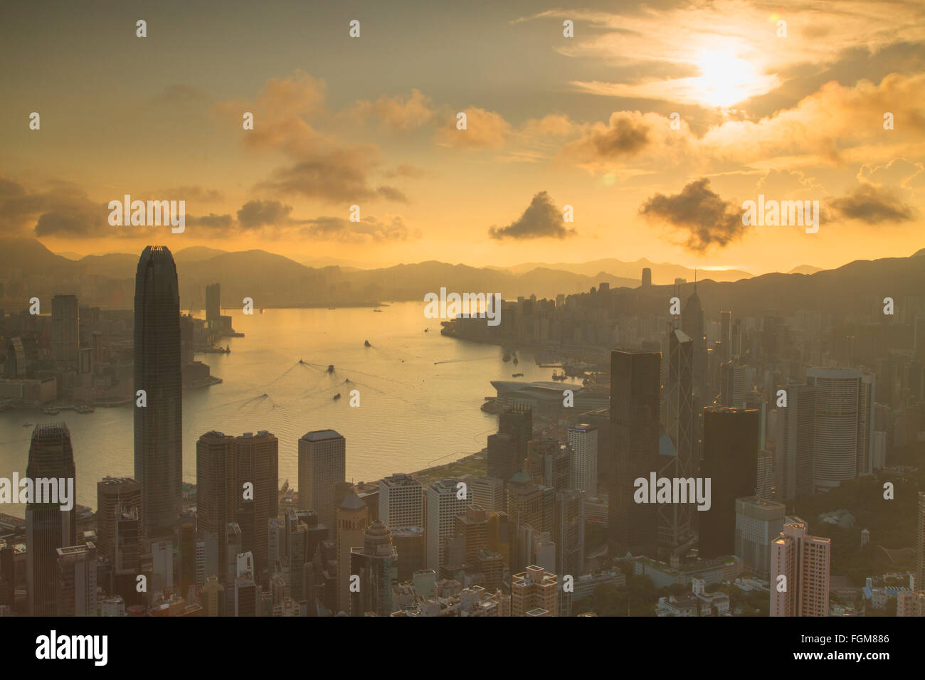 View of Hong Kong Island skyline at dawn, Hong Kong, China Stock Photo ...
