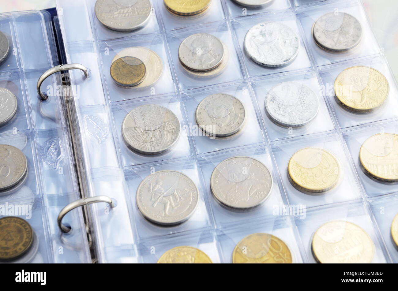 Collection of different coins, old coins from all around Europe, money ...