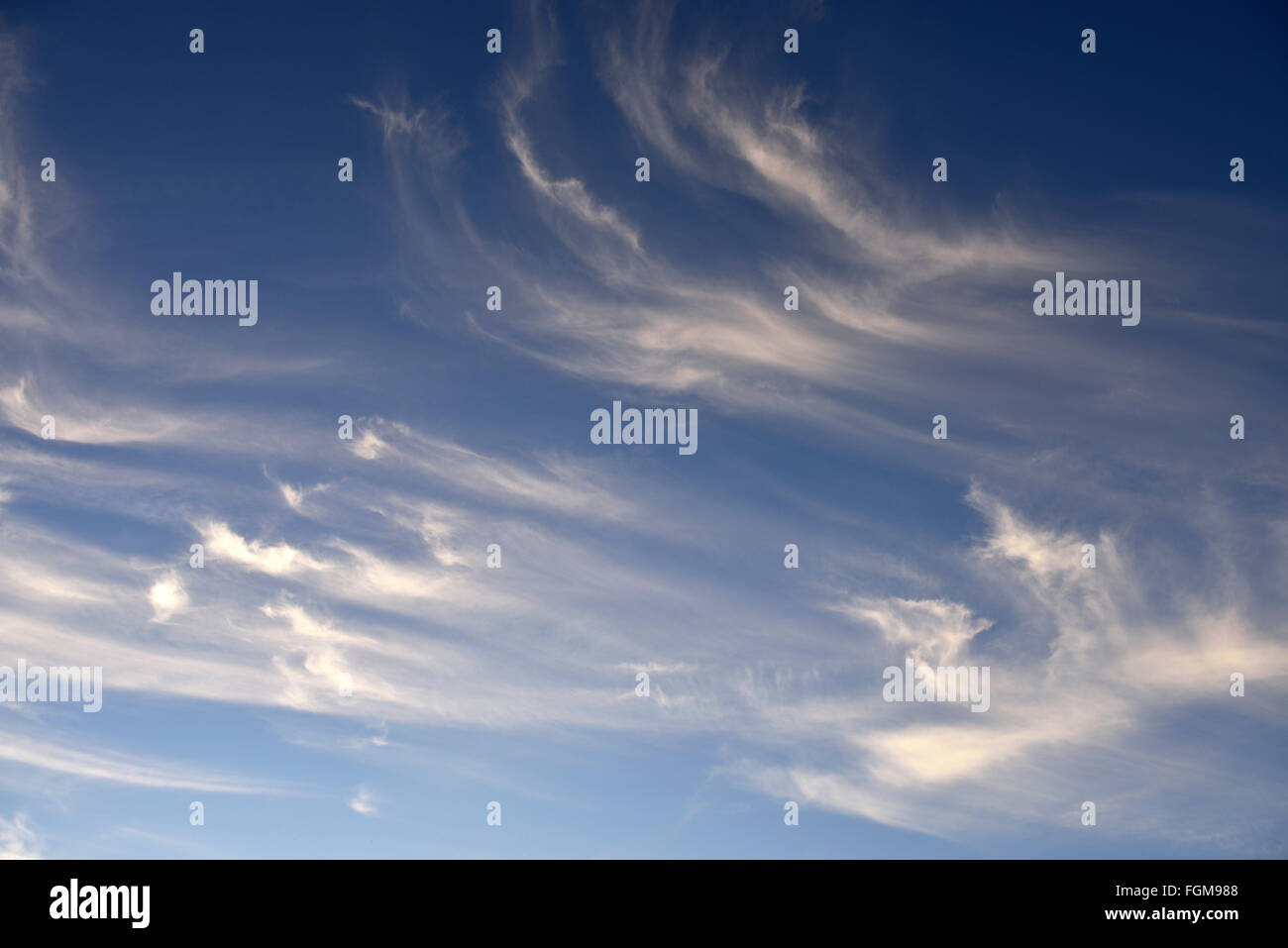 Cirrus fibratus and cirrus uncinus clouds, Upper Bavaria, Bavaria ...