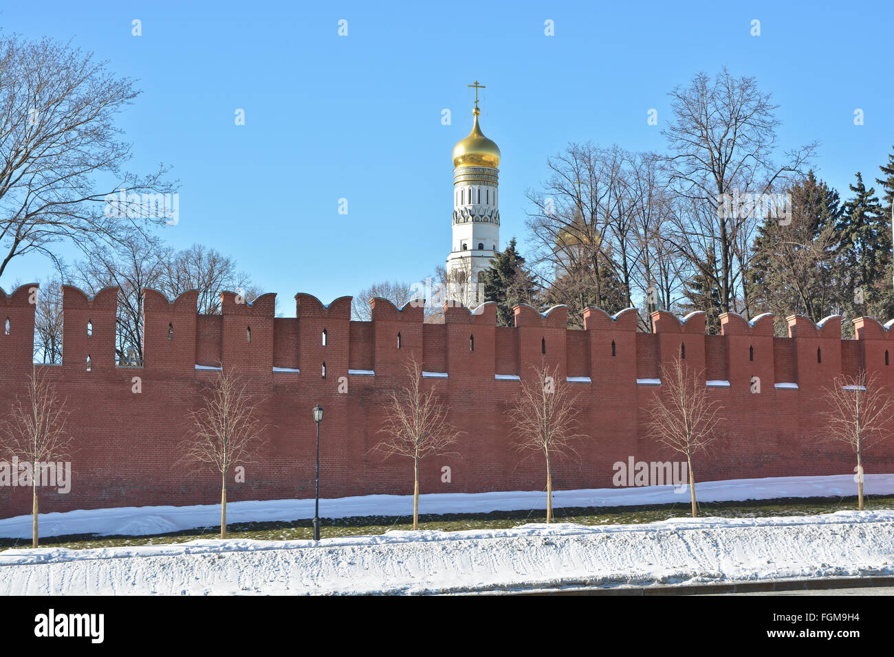 The Moscow Kremlin. The walls of the Moscow Kremlin in the Russian ...