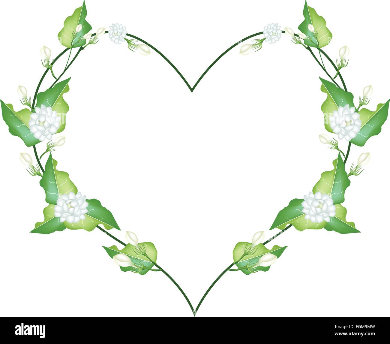 Love Concept, Branches of White Jasmine Flowers Forming in Heart Shape ...