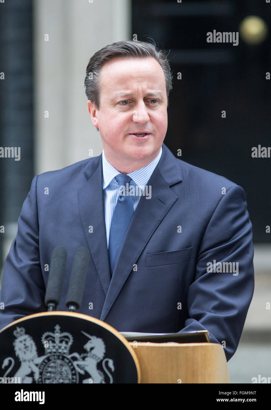 Prime minister,David Cameron,makes a statement in Downing Street about ...