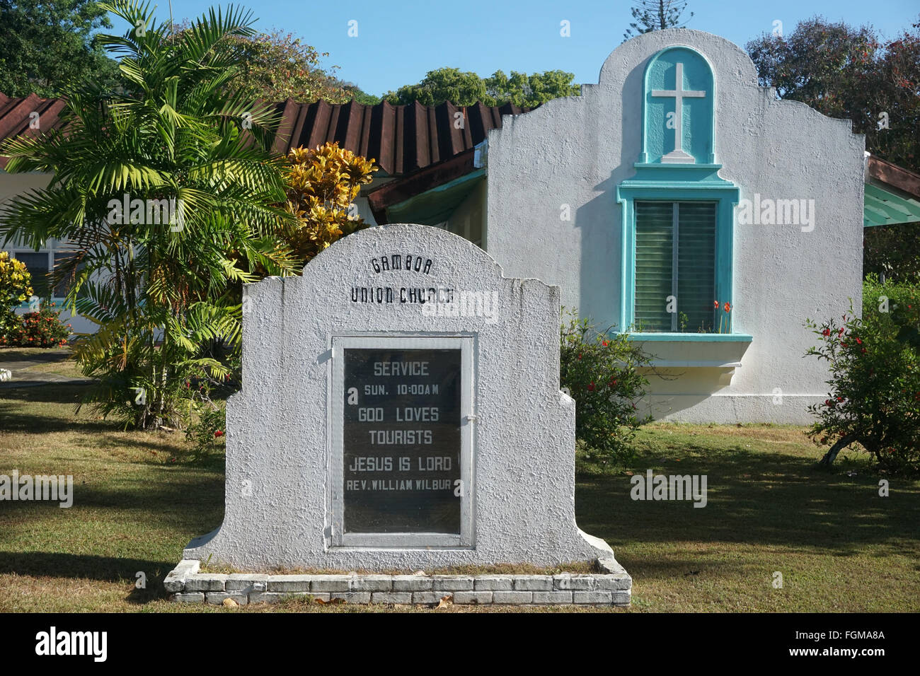 Panama Church God loves tourists in Gamboa Panama Stock Photo - Alamy