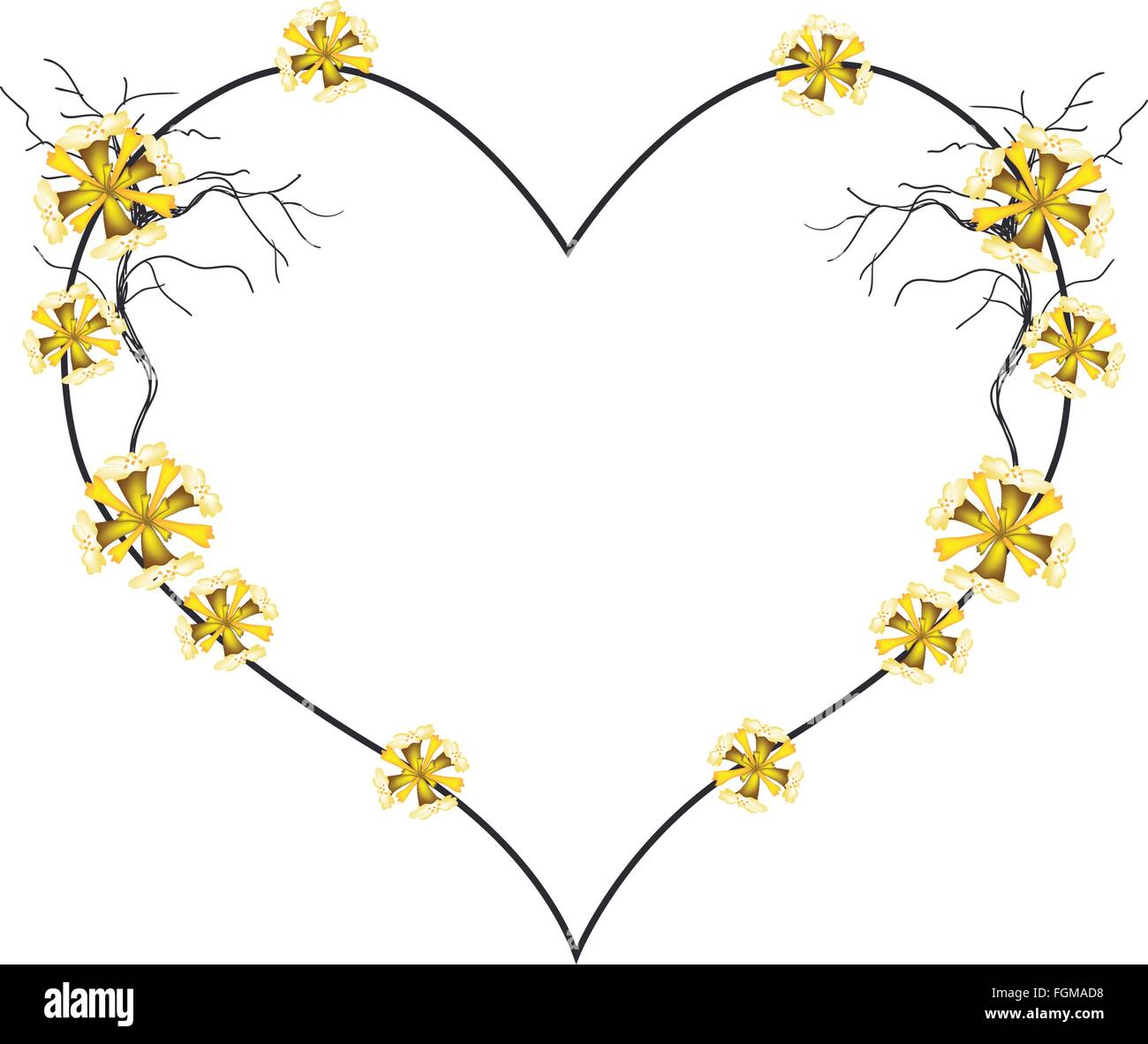Love Concept, Illustration of Yellow Flowers Forming in Heart Shape ...
