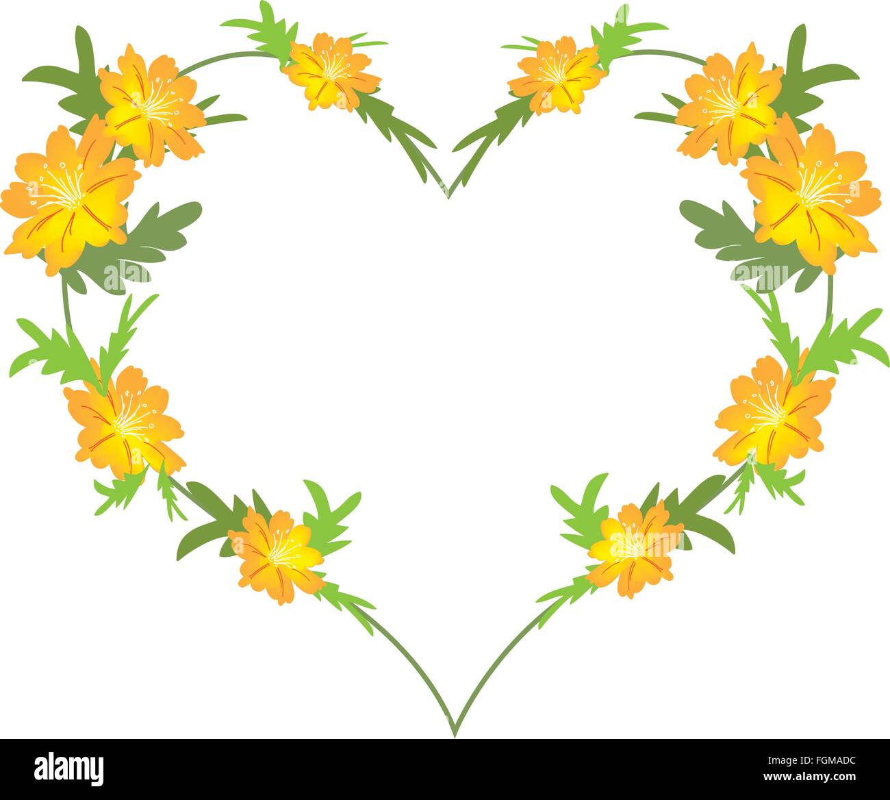 Love Concept, Illustration of Yellow Cosmos Flowers Forming in Heart ...