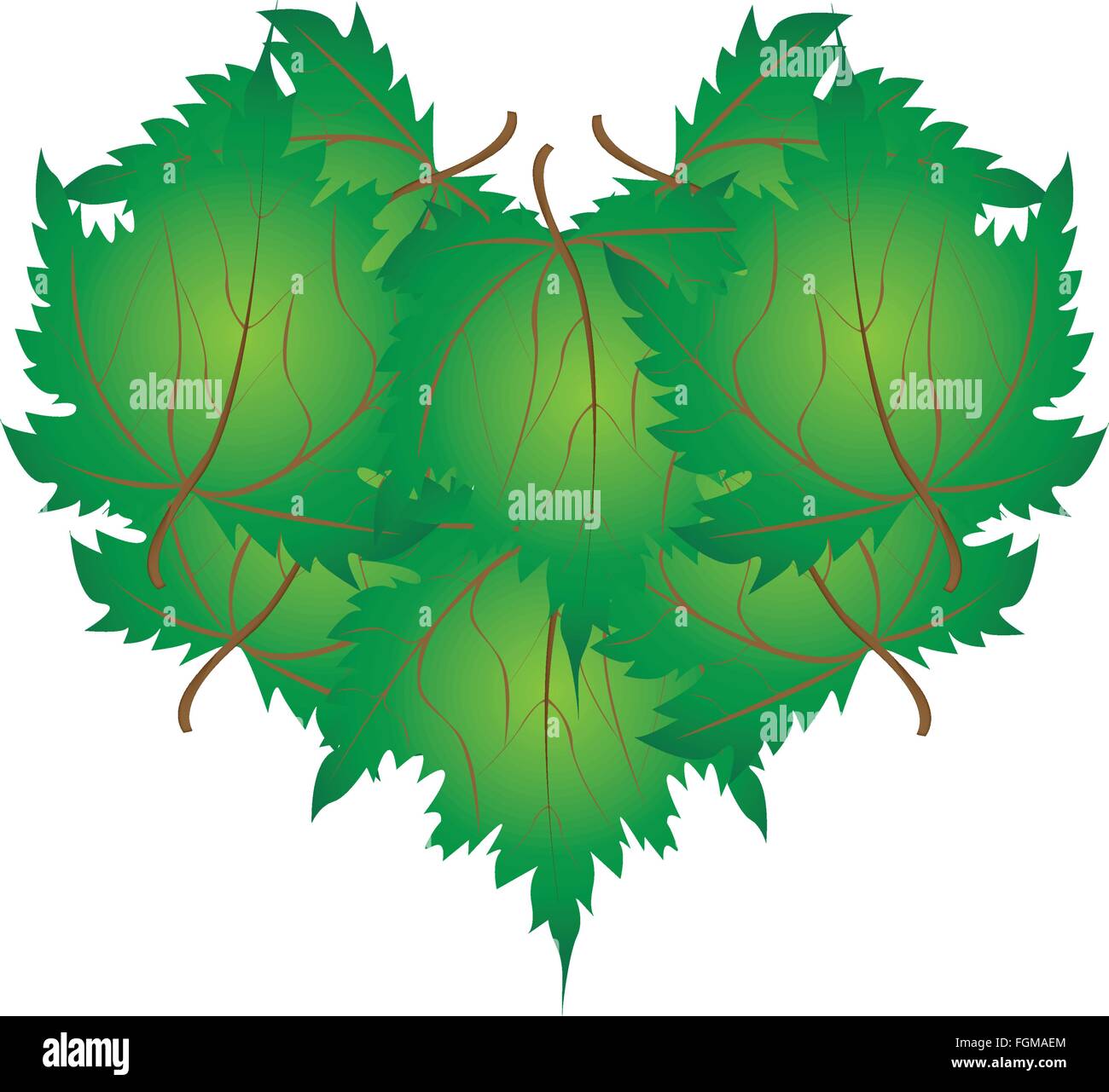 Love Concept, Illustration of Green Maple Leaves Forming in Heart Shape ...