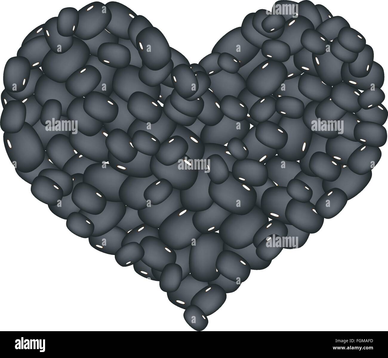 Love Concept, Stack of Black Bean Forming in A Heart Shape Isolated on ...