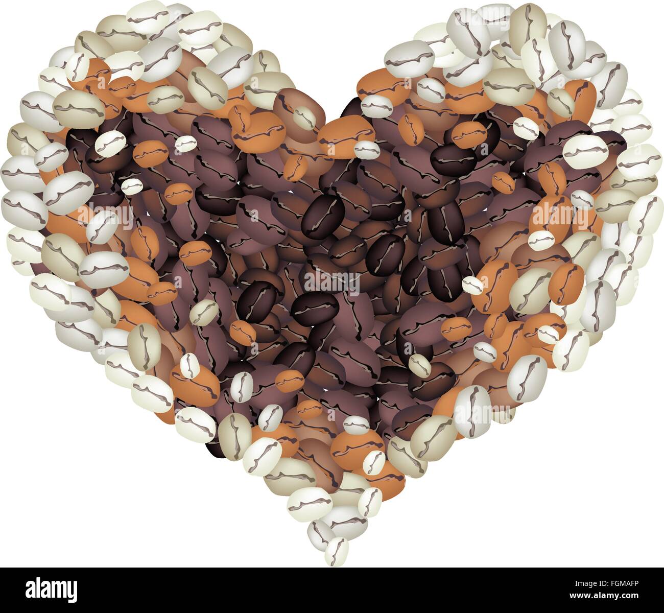 Love Concept, Stack of Various Colors of Roasted Coffee Beans Forming ...