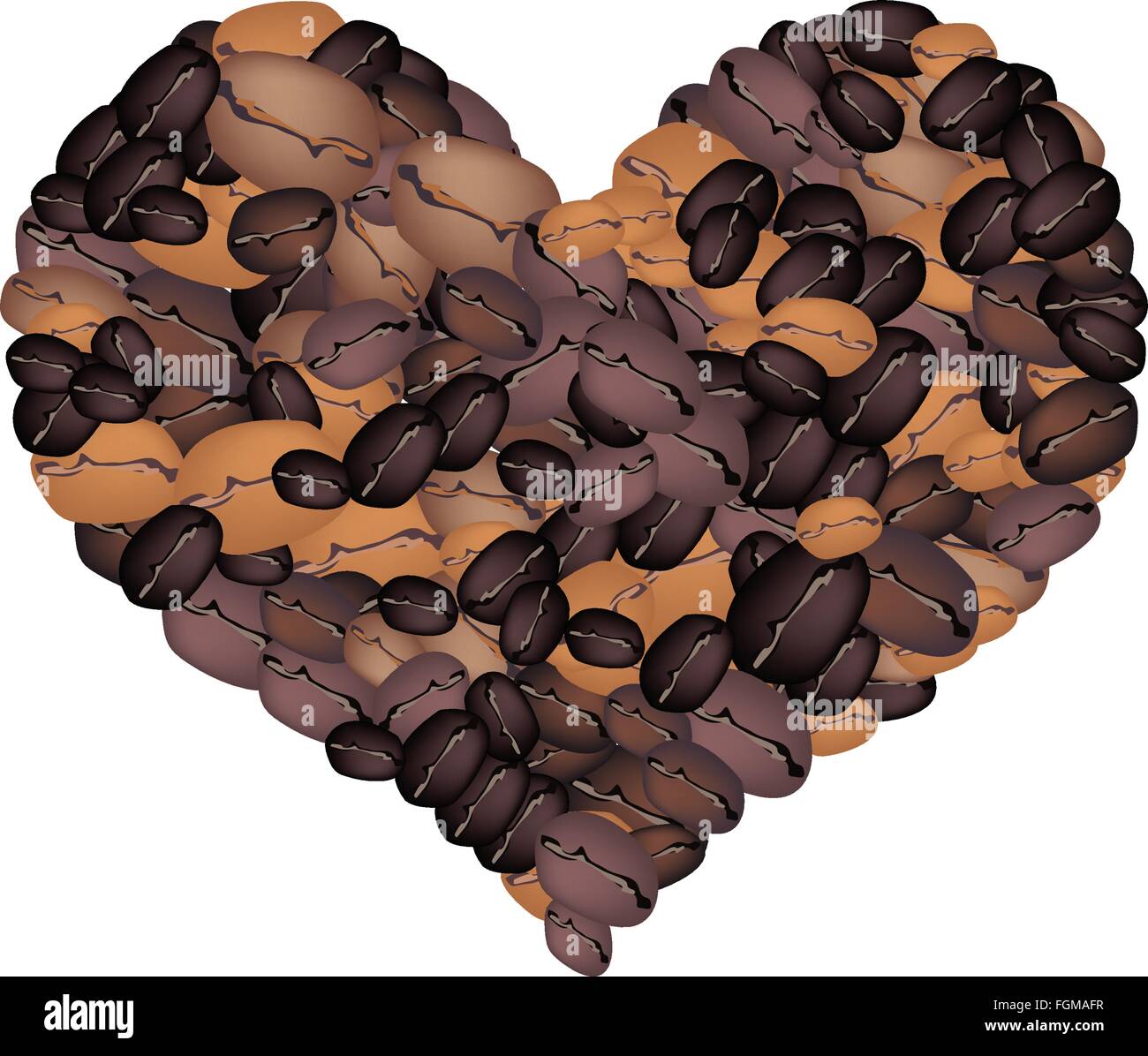 Love Concept, Various Colors of Roasted Coffee Beans Forming in A Heart ...