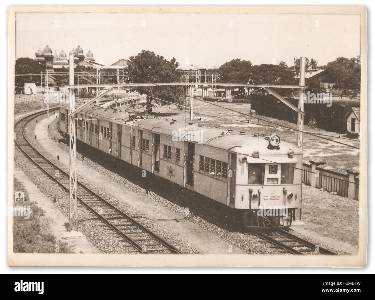 A train on the Madras Beach to Tambaram suburban route in Madras, Tamil ...