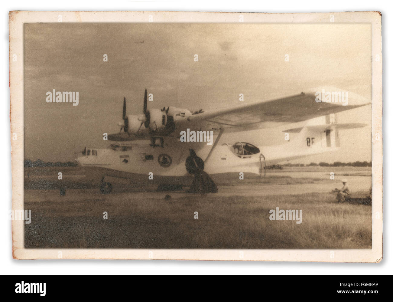 A French Navy Consolidated PBY Catalina on the ground at an unknown ...