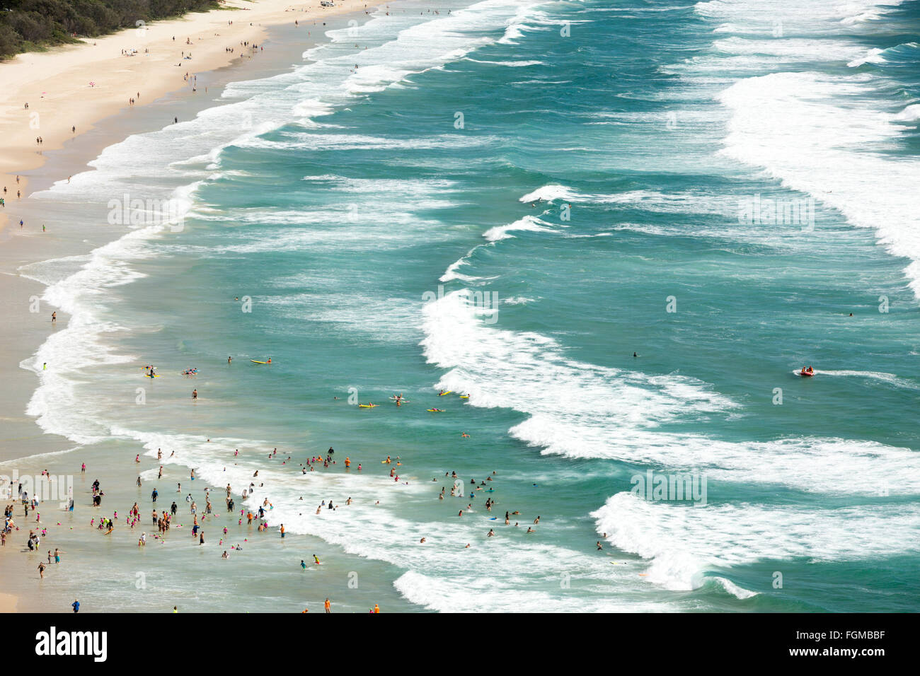 Aerial view of Burleigh Heads beach and ocean on the Gold Coast in ...