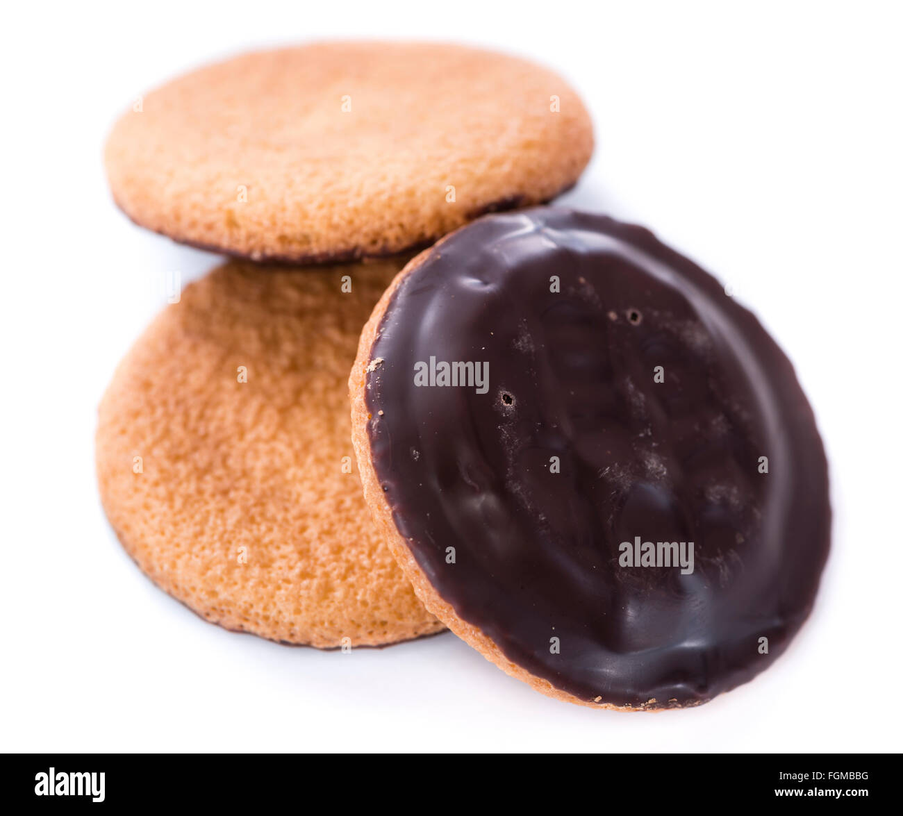 Some Jaffa Cakes isolated on white background (close-up shot Stock ...
