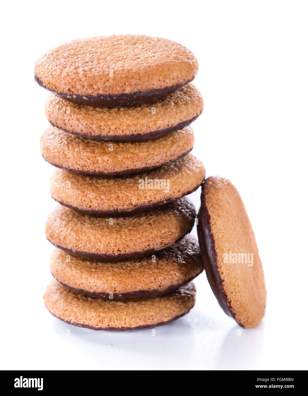 Some Jaffa Cakes isolated on white background (close-up shot Stock ...