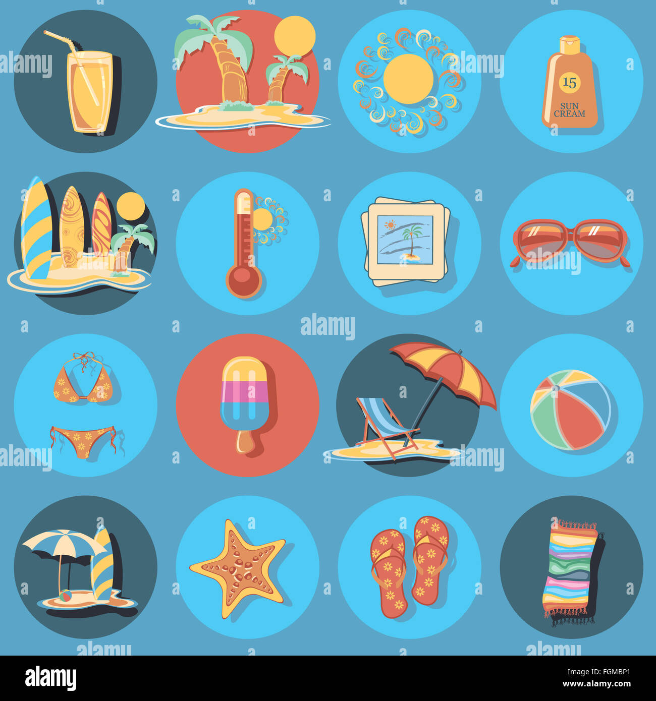beach icon set Stock Photo - Alamy