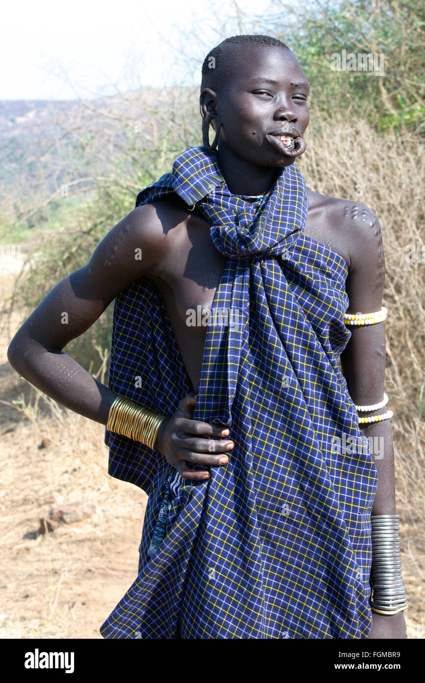 Southern Ethiopia-Omo Valley-Mursi Tribe Stock Photo - Alamy