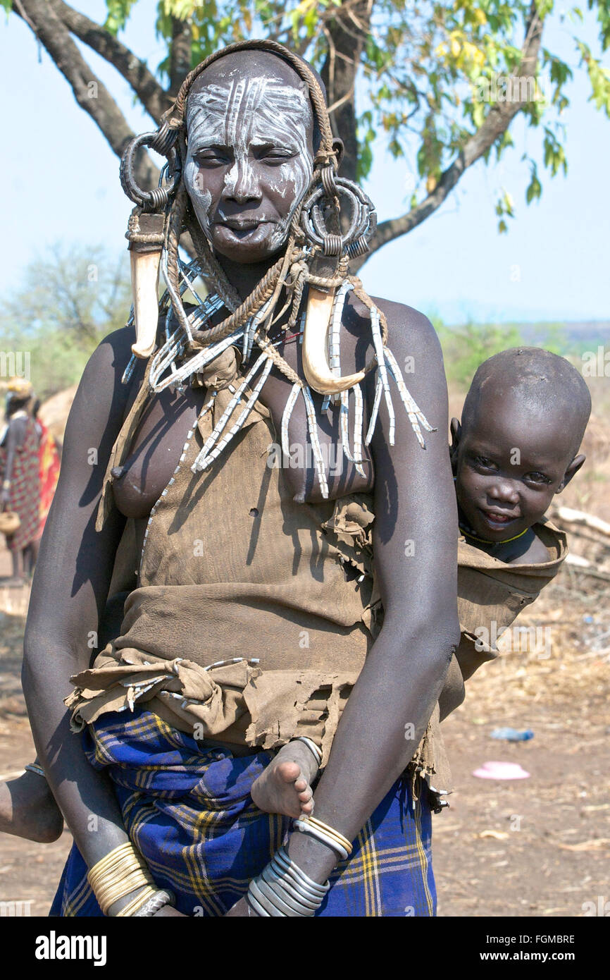 Southern Ethiopia-Omo Valley-Mursi Tribe Stock Photo - Alamy