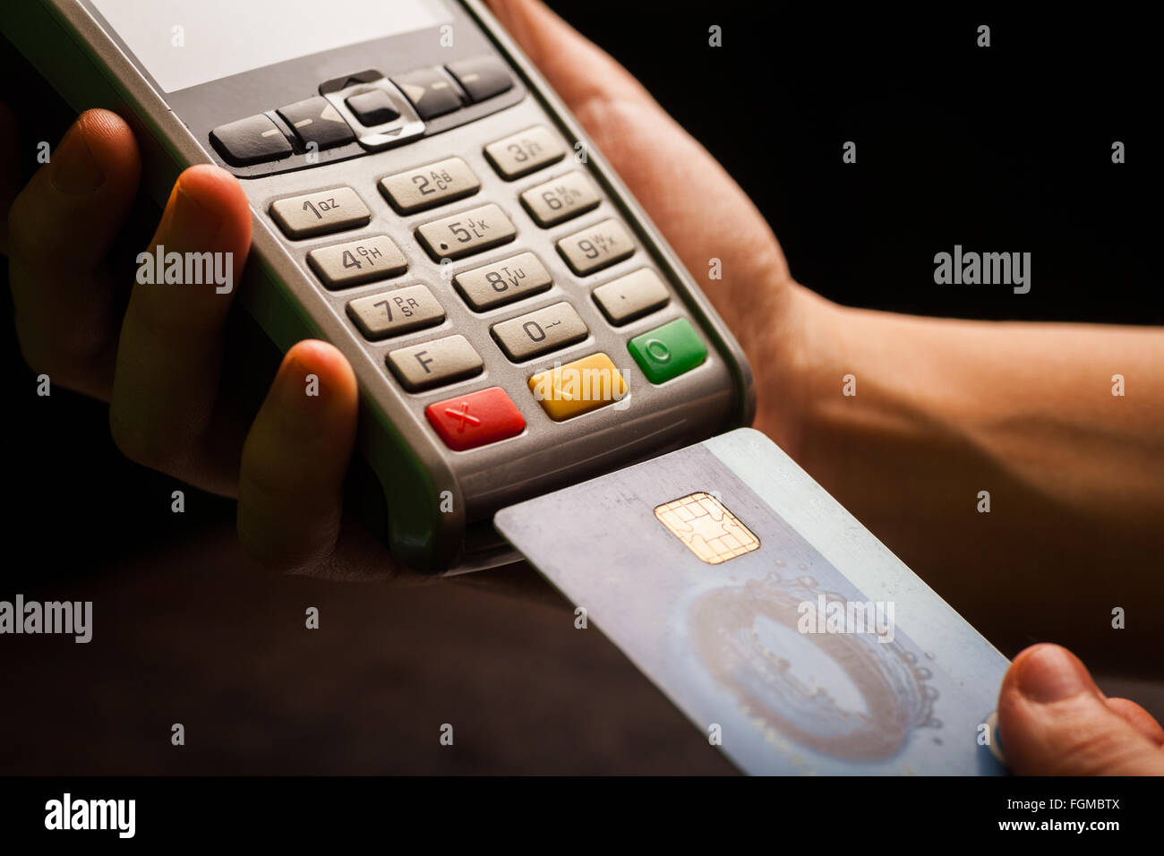 Color image of a POS and credit cards Stock Photo - Alamy