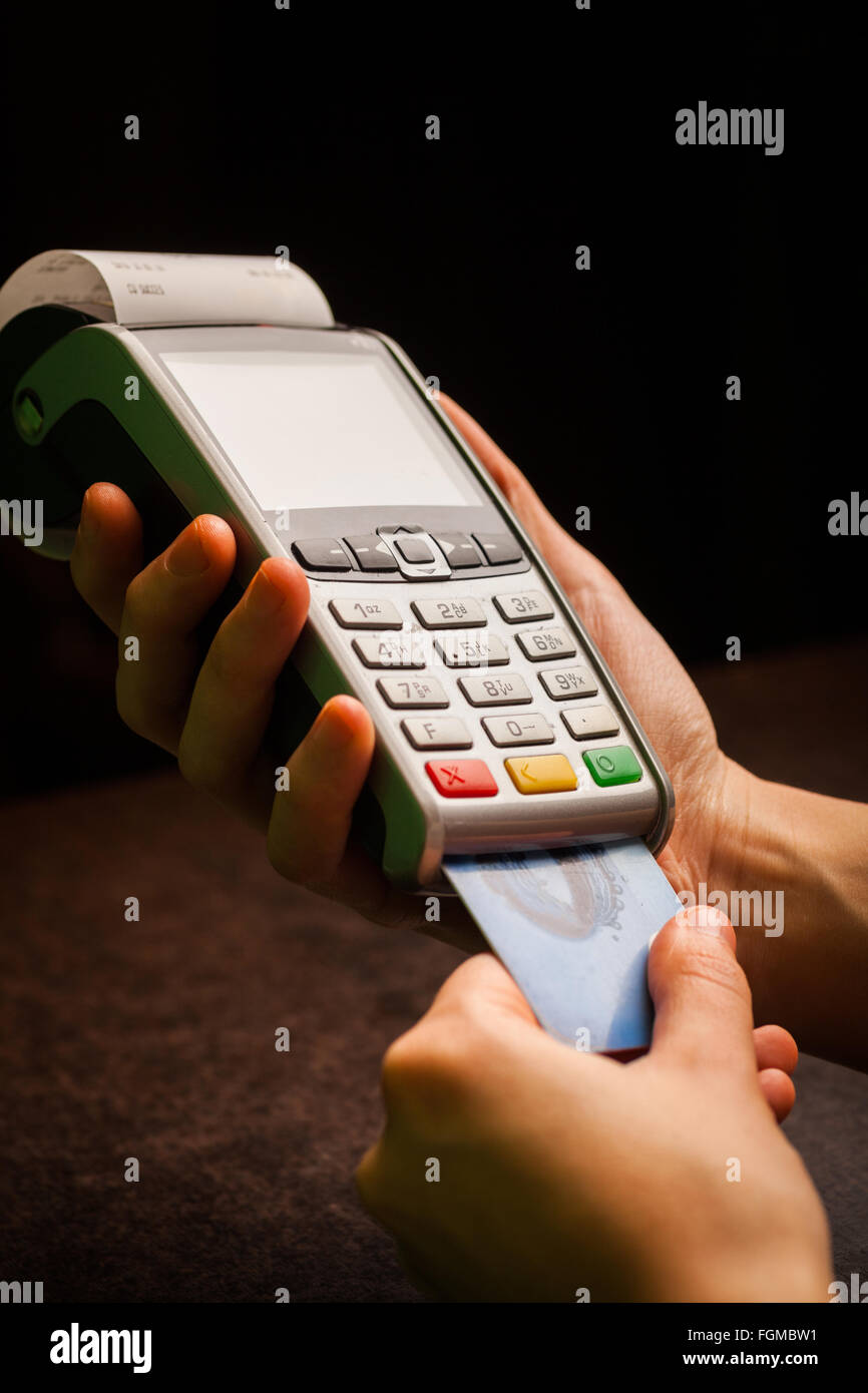 Color image of a POS and credit cards Stock Photo - Alamy