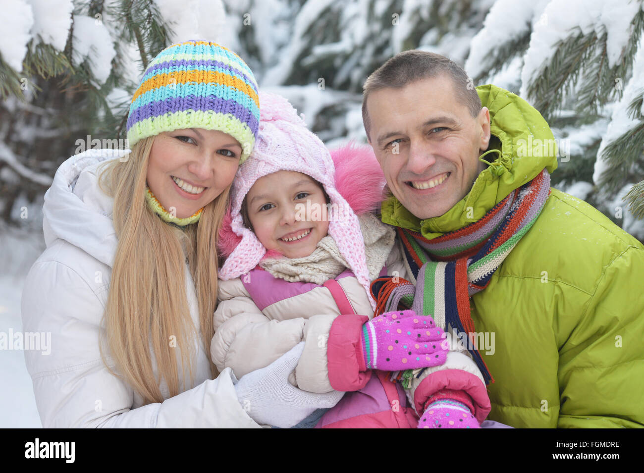 happy family at winter day Stock Photo - Alamy
