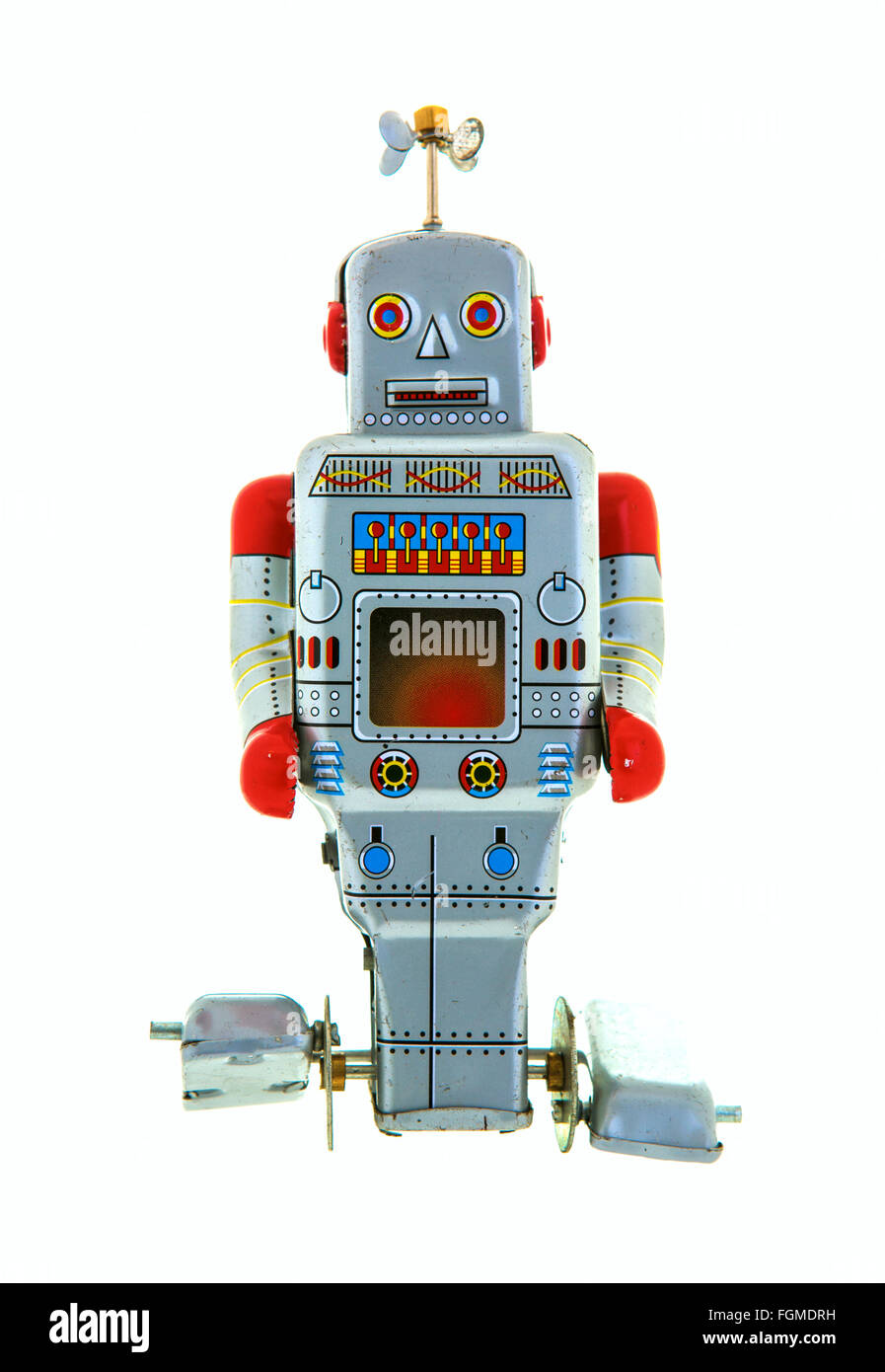 Retro Tin Clockwork Robot on a White Background Stock Photo - Alamy