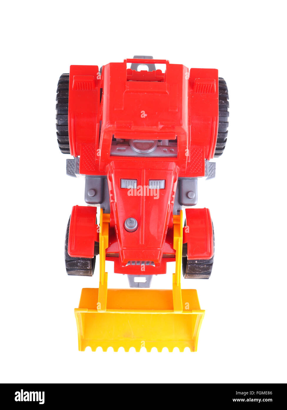 red toy tractor on a white background Stock Photo - Alamy