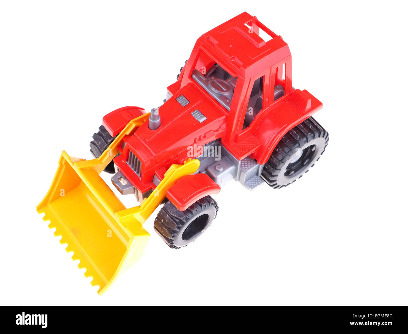 red toy tractor on a white background Stock Photo - Alamy
