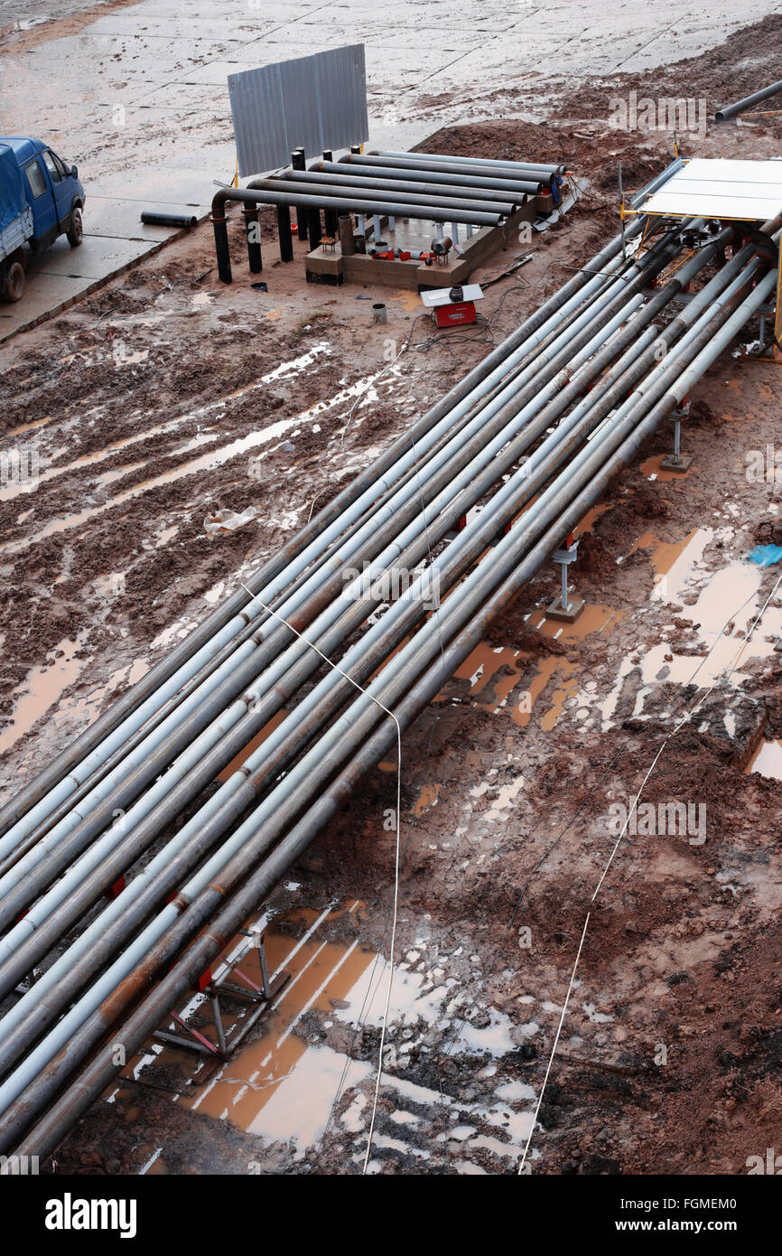 steel pipes on a newly industrial enterprises Stock Photo - Alamy