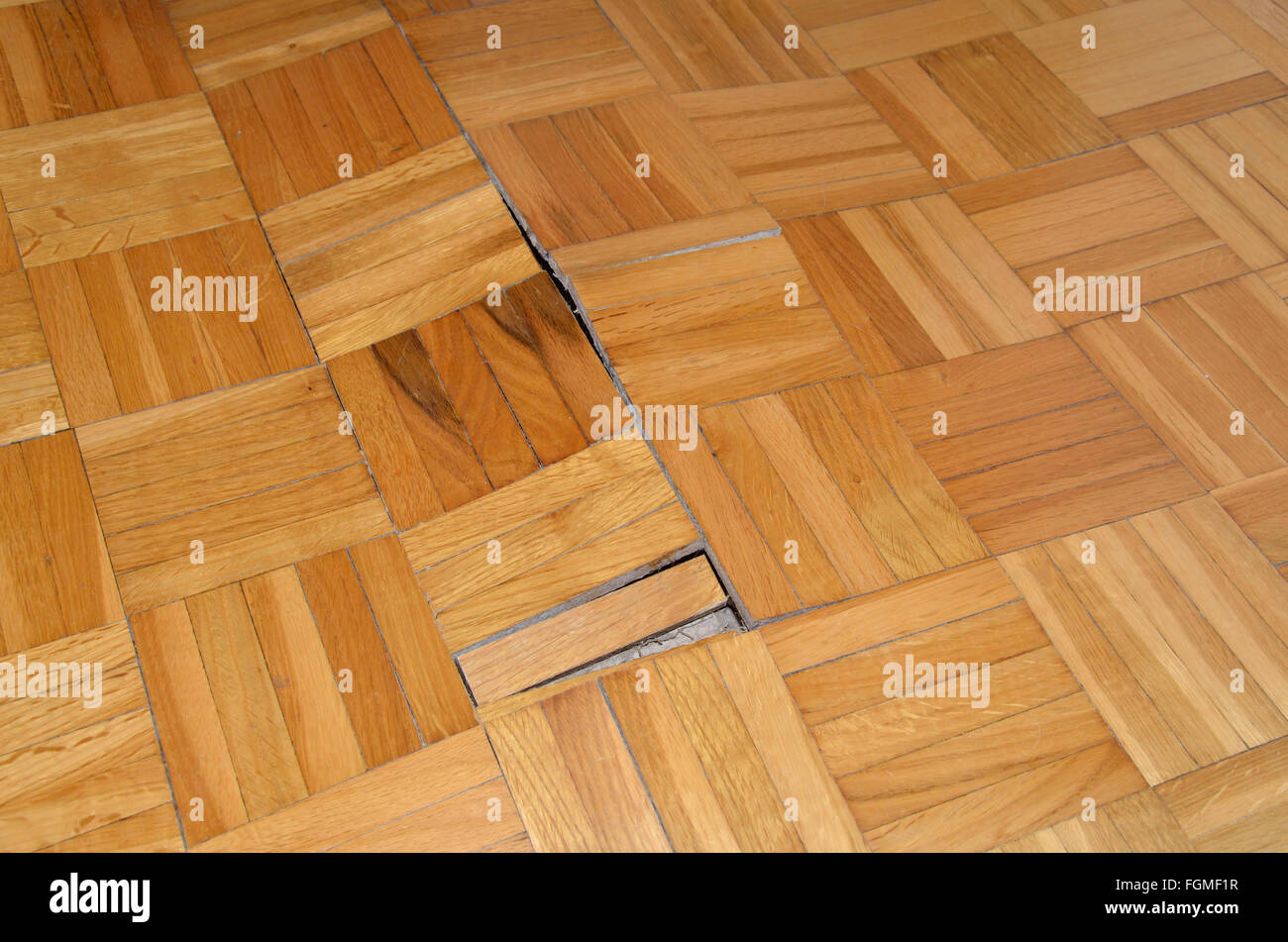 Damaged parquet in a living room of an apartment Stock Photo - Alamy