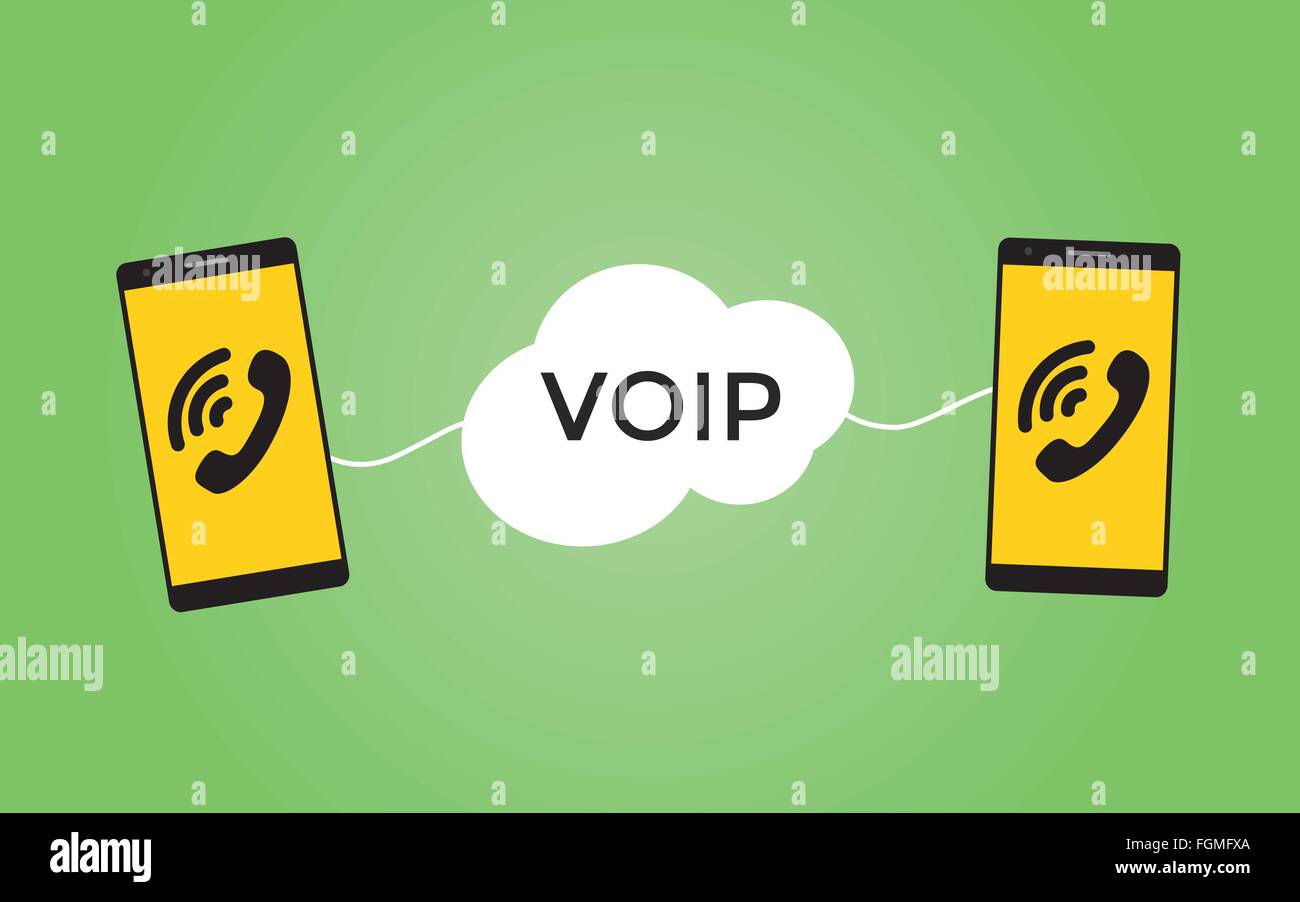 voip voice over protocol concept with two smartphones vector Stock ...