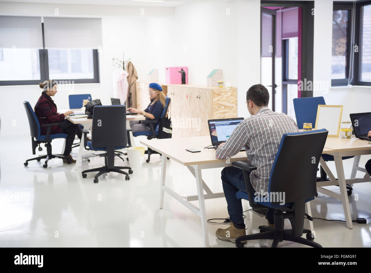 startup business people group working everyday job at modern office ...