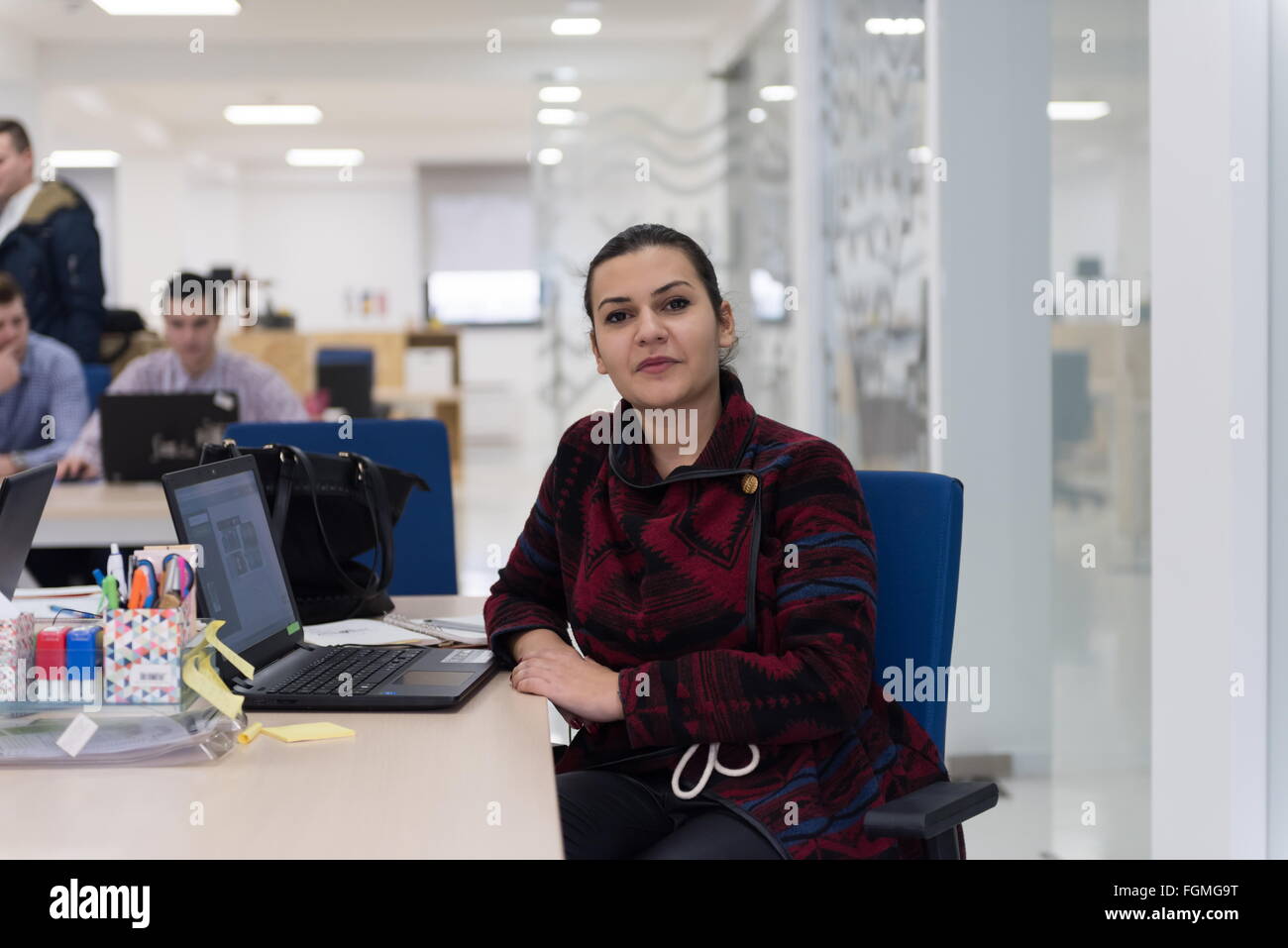 startup business, woman working on laptop computer at modern office ...