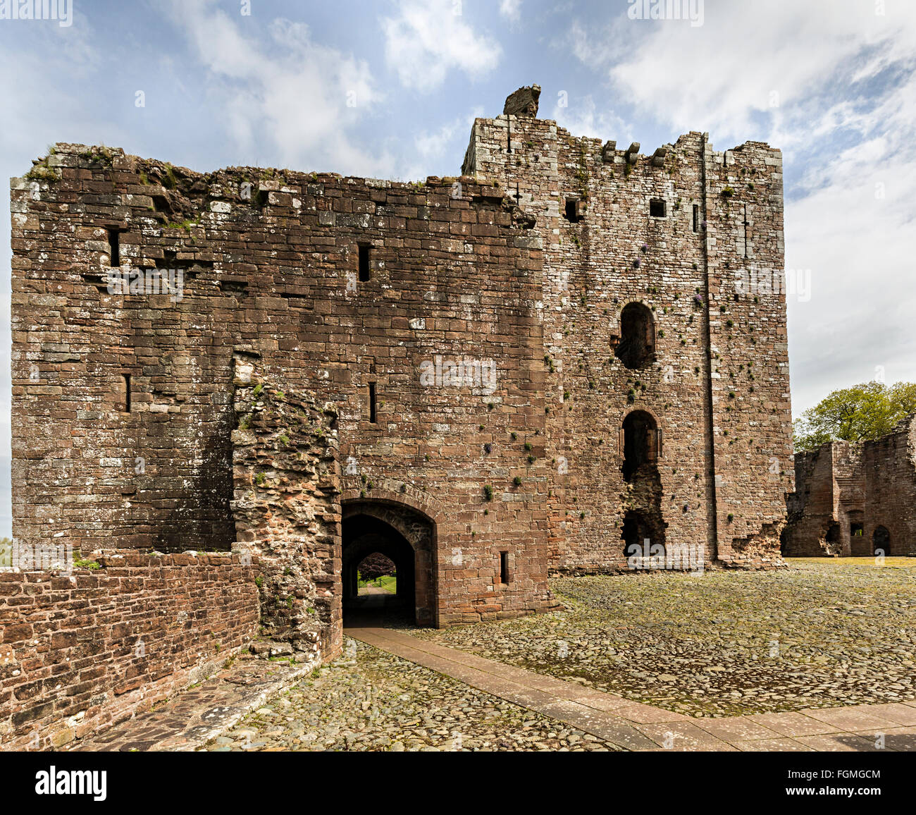 Brougham Castle ruined gatehouse and keep, Cumbria, England, UK Stock ...