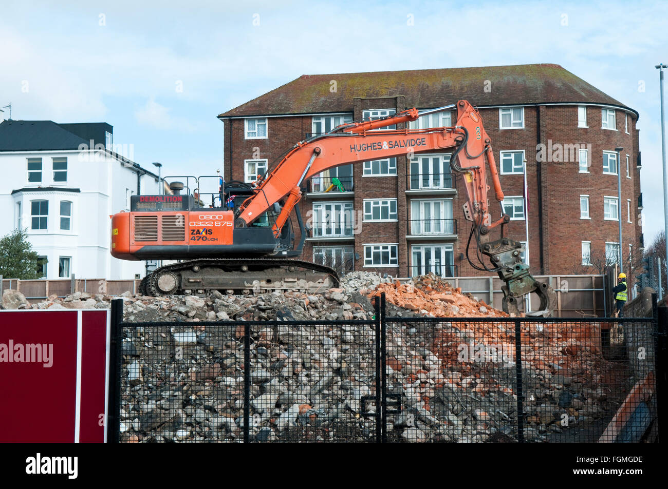 A Hitachi Zaxis 470 LCH Crawler Excavator with grabber attachment being ...