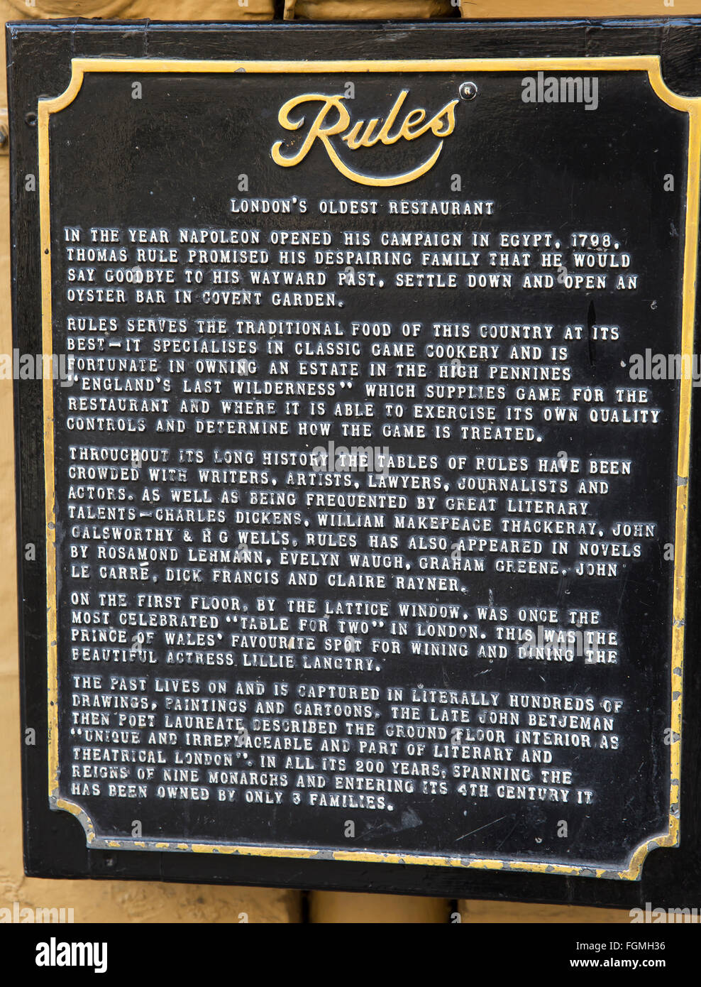 Rules London's oldest restaurant, Established in 1798, serving classic ...