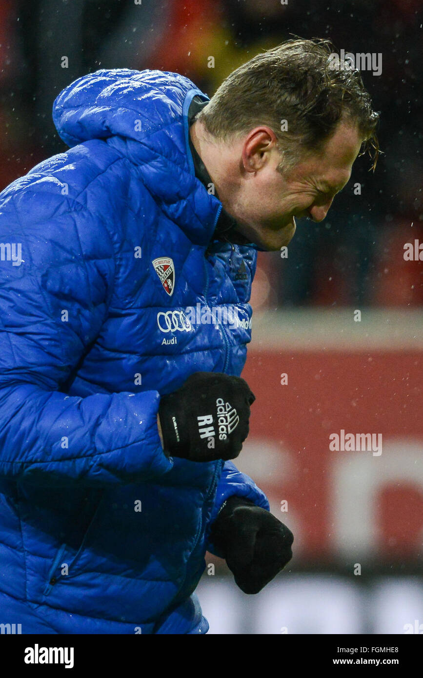 Ingolstadt, Germany. 20th Feb, 2016. Ingolstadt's coach Ralph Hasenhuettl celebrating after the ...