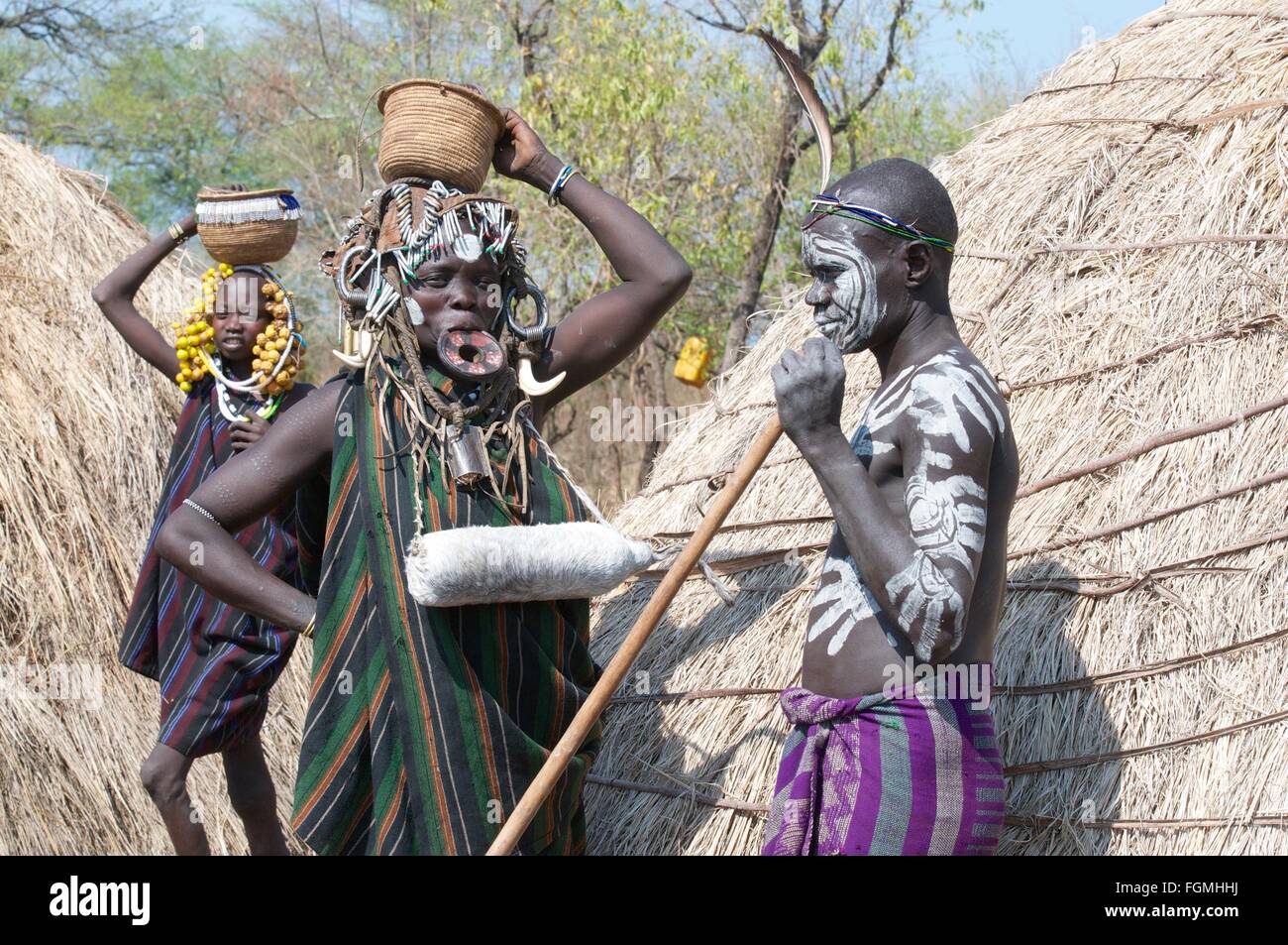Southern Ethiopia-Omo Valley-Mursi Tribe Stock Photo - Alamy