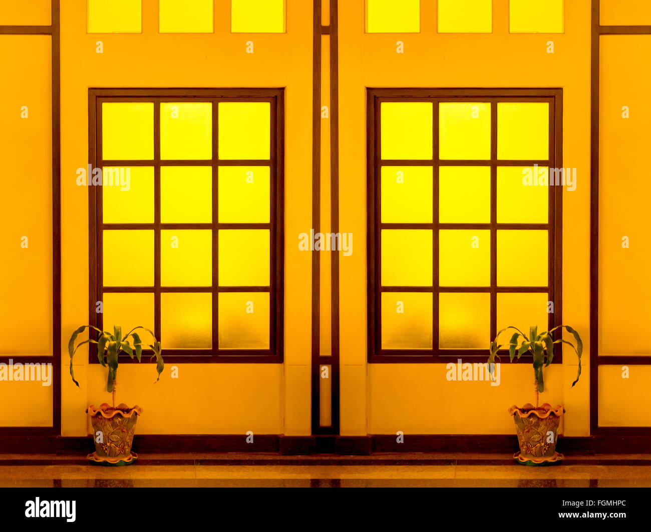 double-glazed wood framed windows Stock Photo - Alamy