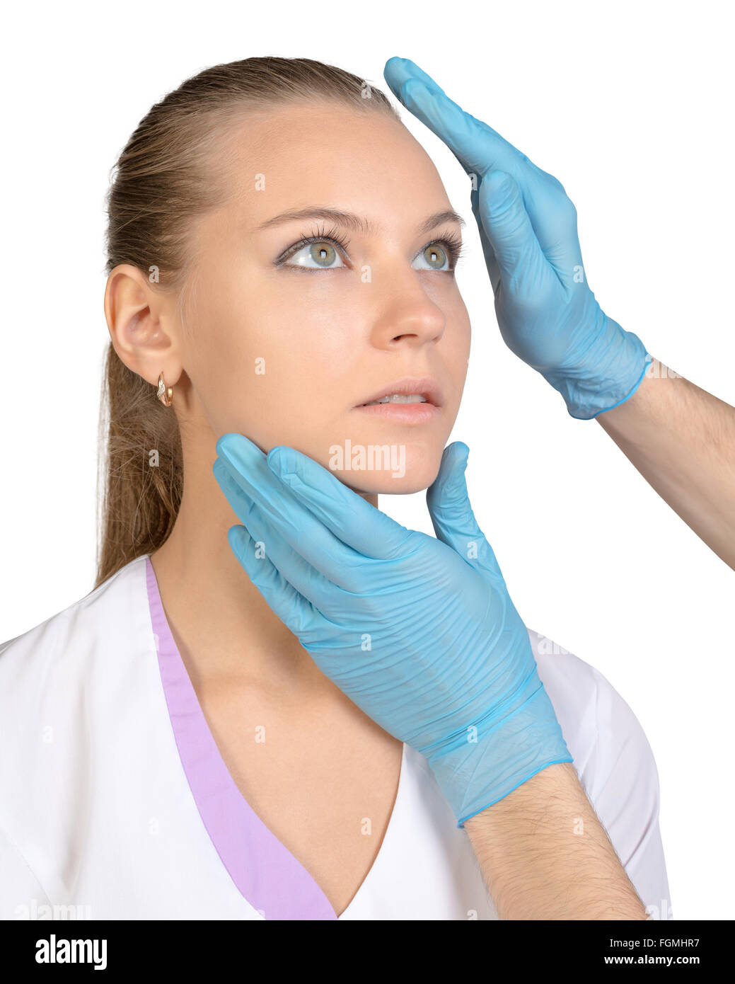 Young beautiful girl is being prepared for plastic surgery Stock Photo ...