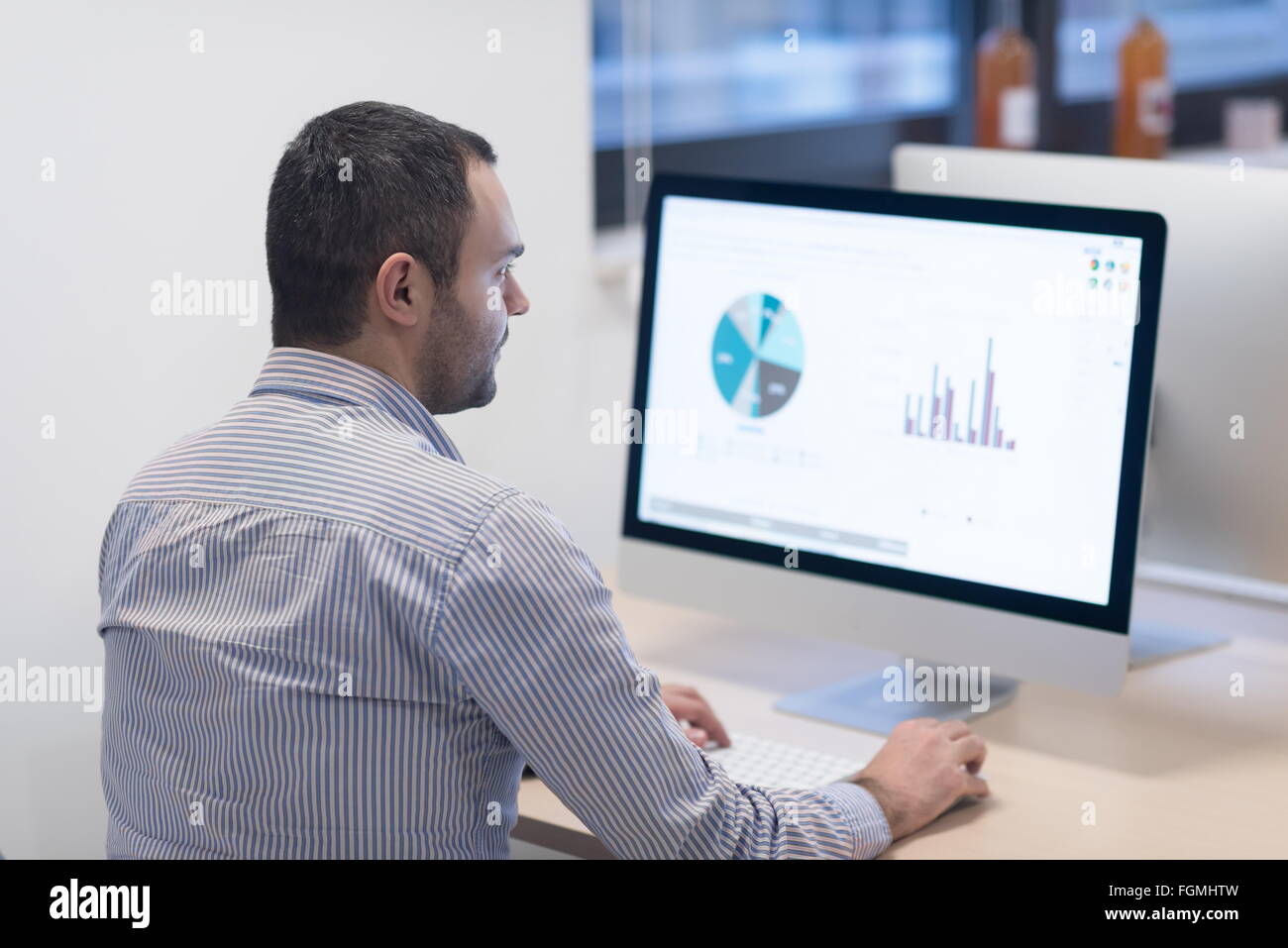 startup business, software developer working on desktop computer at modern office Stock Photo ...
