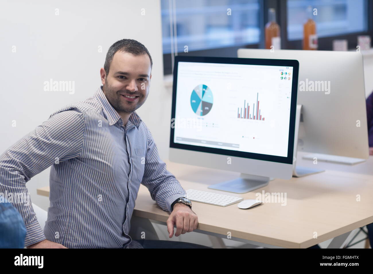 startup business, software developer working on desktop computer at modern office Stock Photo ...