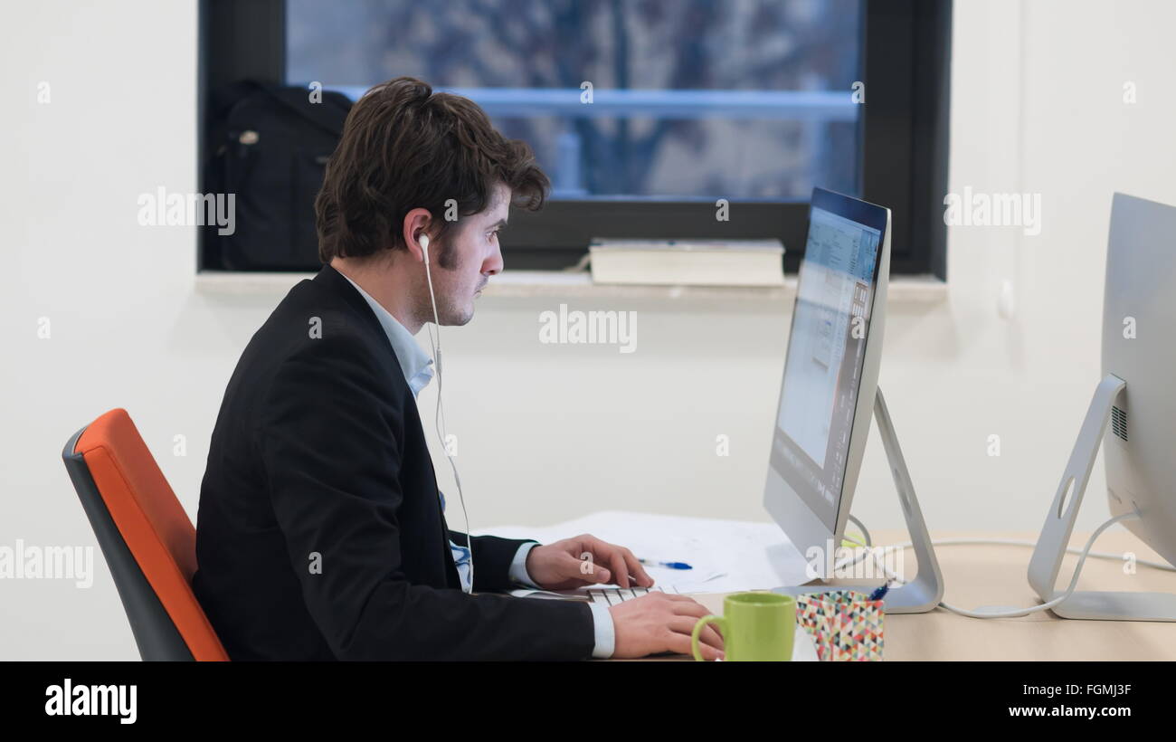 startup business, software developer working on desktop computer at modern office Stock Photo ...