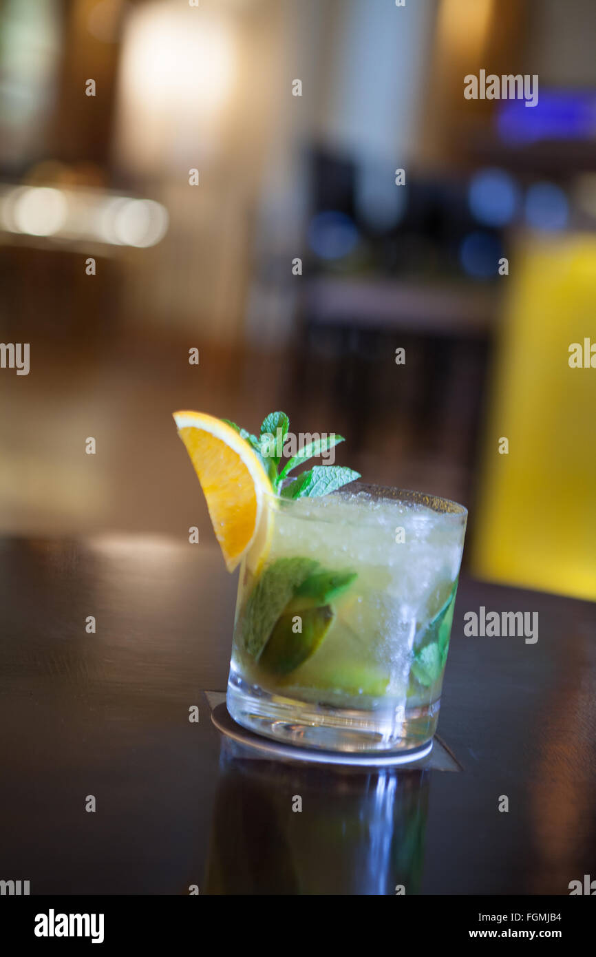 Tropical cocktail drink served at the Fullerton Hotel Singapore Stock ...