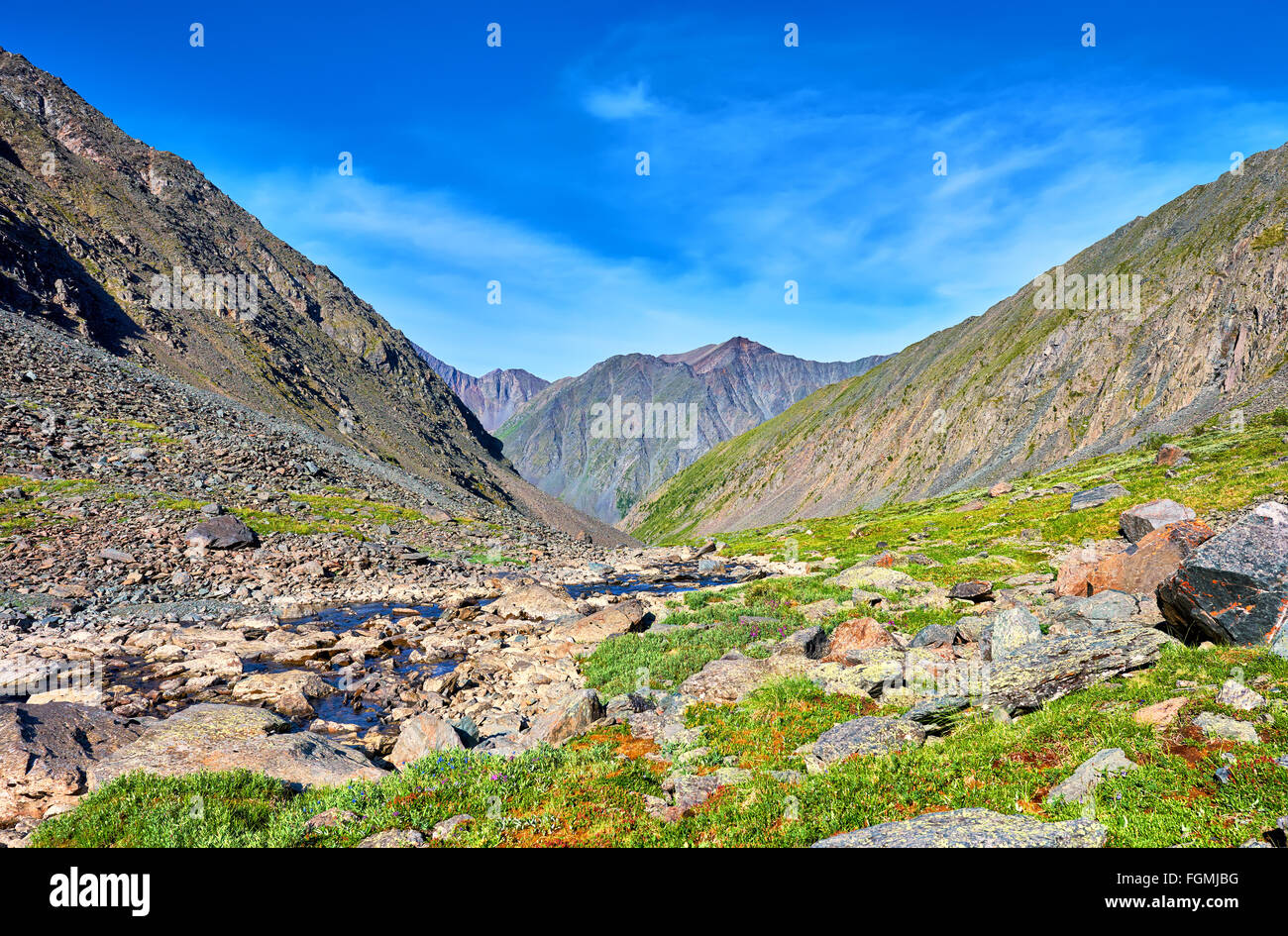 Siberian highlands . Tundra. Eastern Sayan mountains . Russia Stock ...