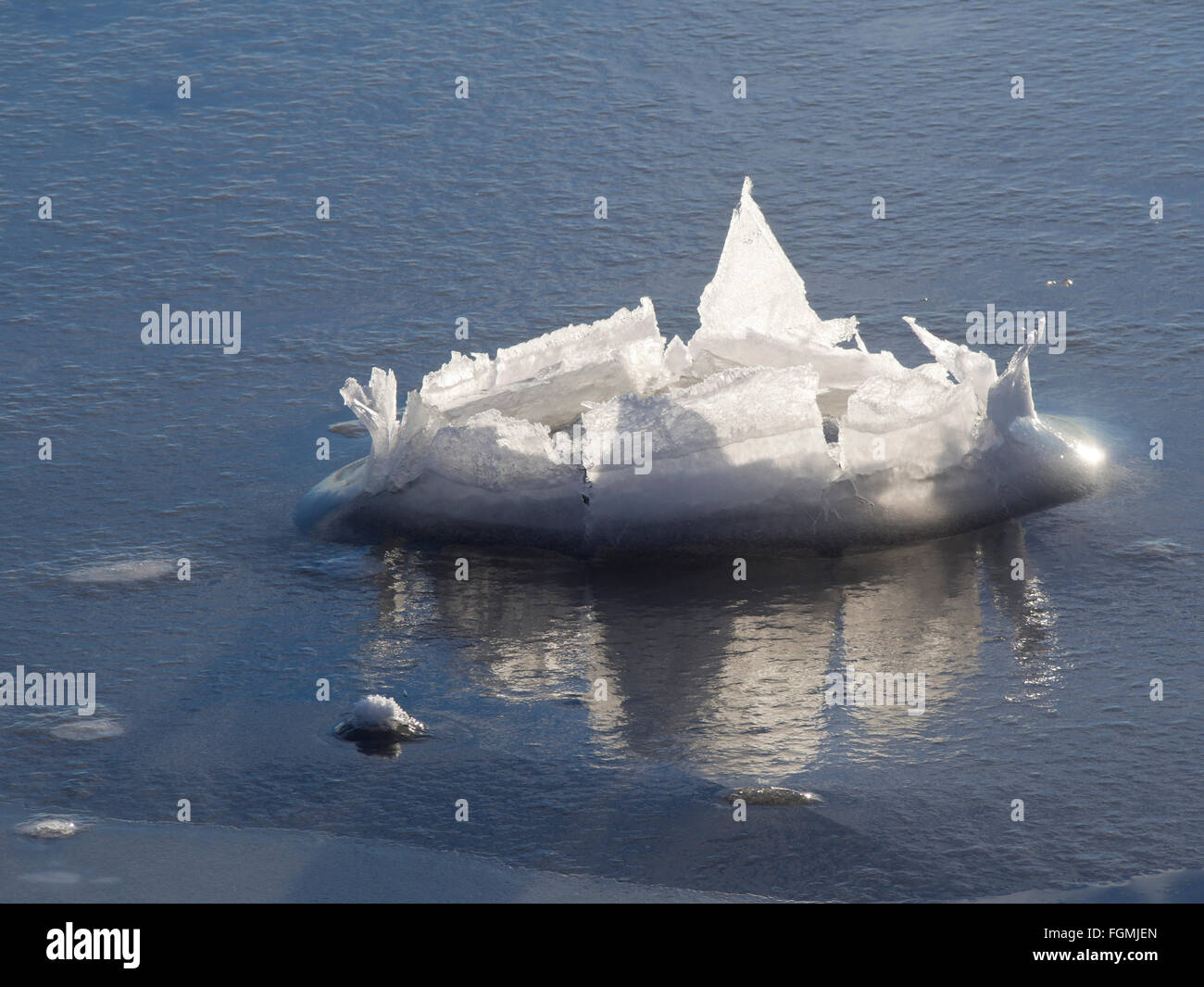 Ice hummock on a small scale, sea ice breaking up and making beautiful ...