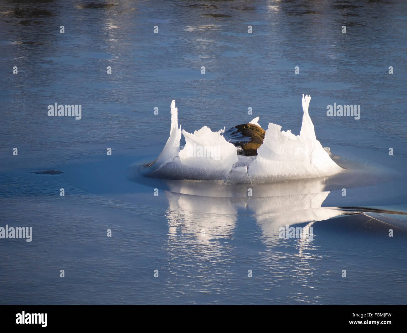 Ice hummock on a small scale, sea ice breaking up and making beautiful ...